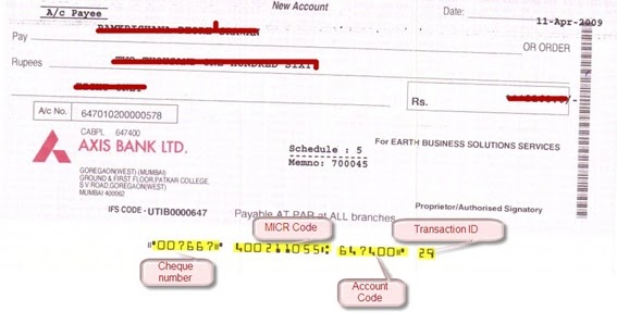 MUTHOOT FINANCE LTD, YERCAUD : MEANING OF NUMBERS at the Bottom of a CHEQUE